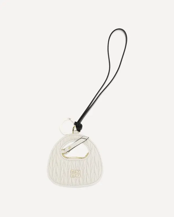 Miu Miu Wander Bag Leather Keyring - White