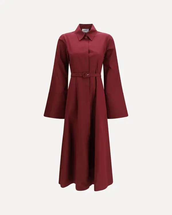 Gabriela Hearst Carmina Shirtdress In Sea Island Cotton Poplin - Bordeaux