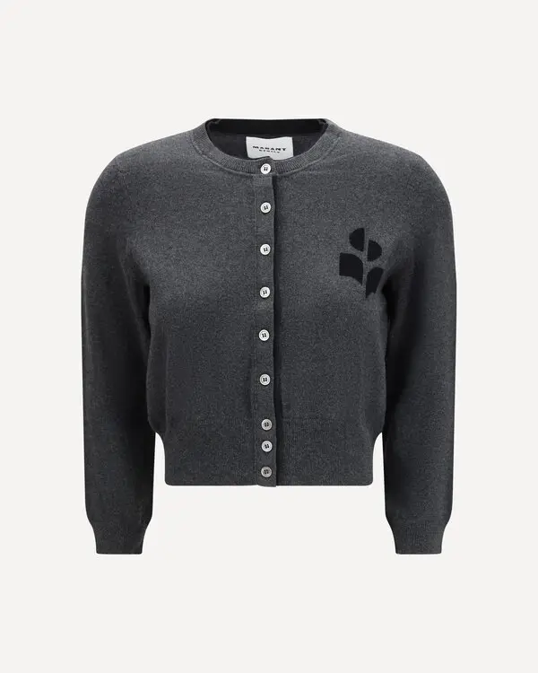 MARANT ETOILE Marant Étoile Lona Cropped Cardigan With Embroidered Logo - Grey