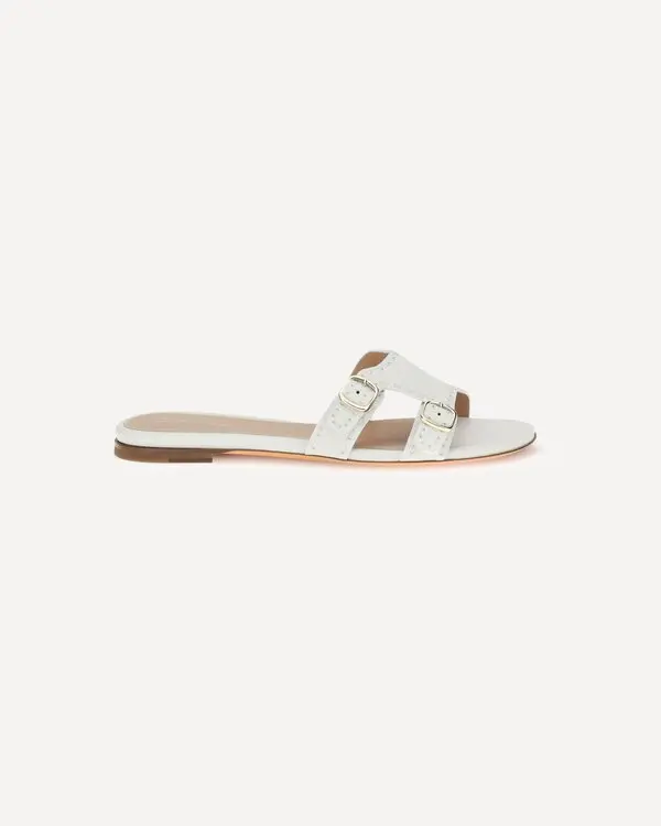 Santoni Leather Buckled Flat Sandals