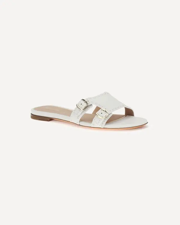 Santoni Leather Buckled Flat Sandals