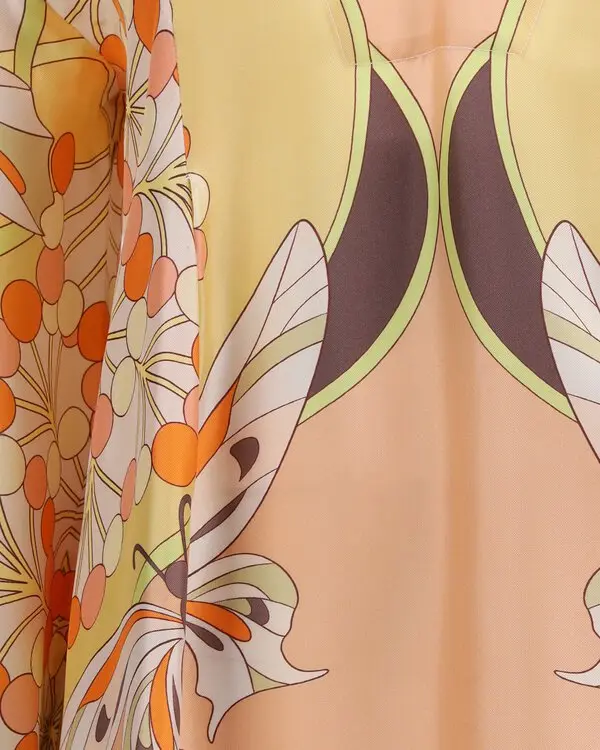 La DoubleJ Twin Flame Silk Twill Dress With Dual Neckline