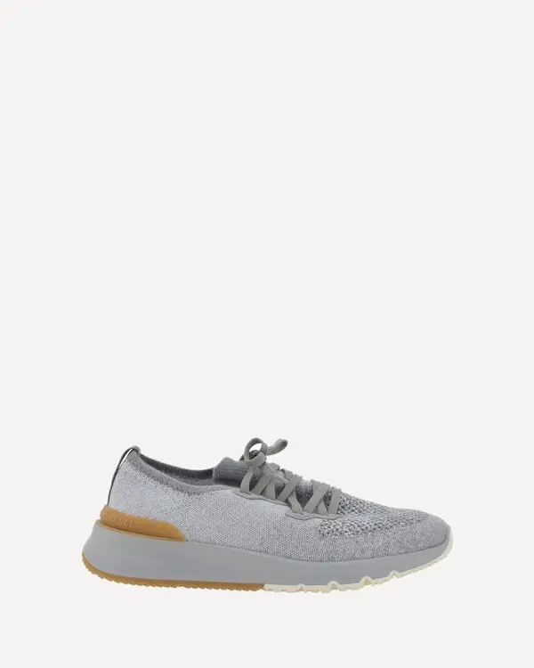Brunello Cucinelli Cotton Mesh Lace-up Sneakers - Grey