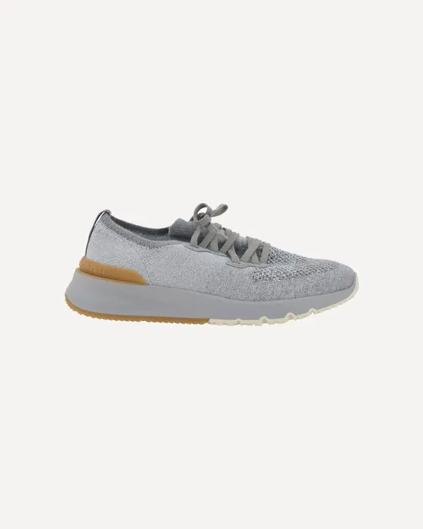 Brunello Cucinelli Cotton Mesh Lace-up Sneakers - Grey