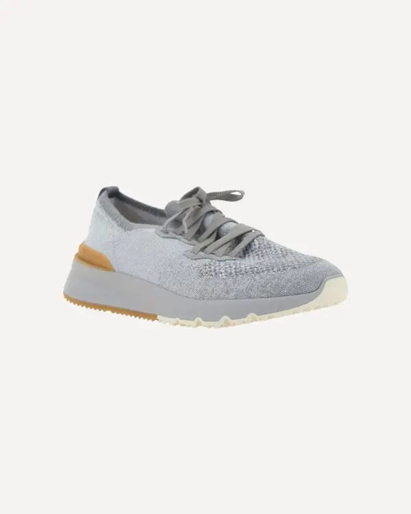 Brunello Cucinelli Cotton Mesh Lace-up Sneakers - Grey