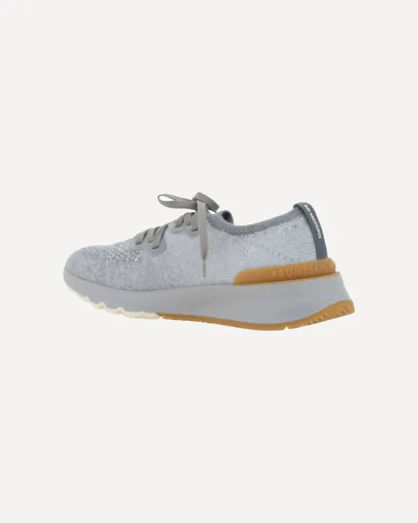 Brunello Cucinelli Cotton Mesh Lace-up Sneakers - Grey