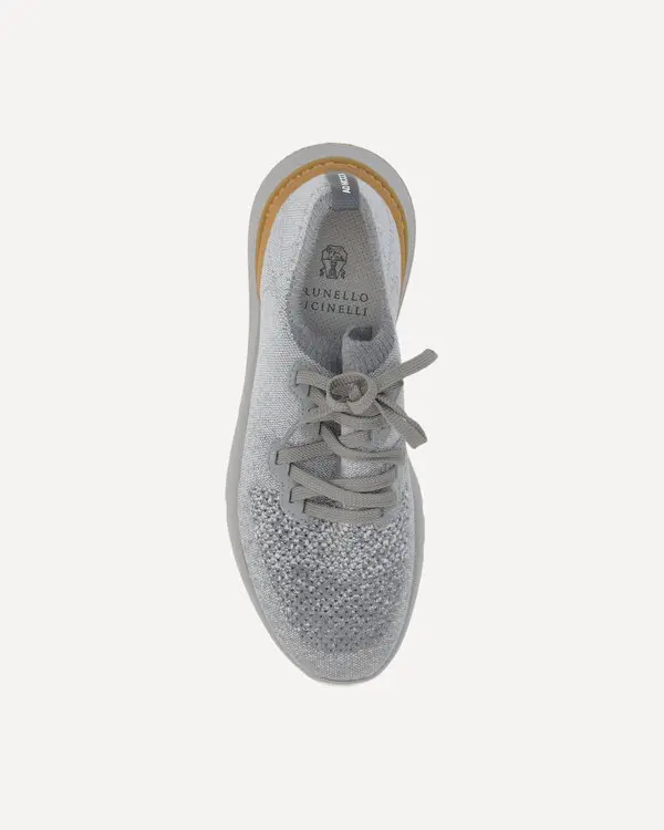 Brunello Cucinelli Cotton Mesh Lace-up Sneakers - Grey