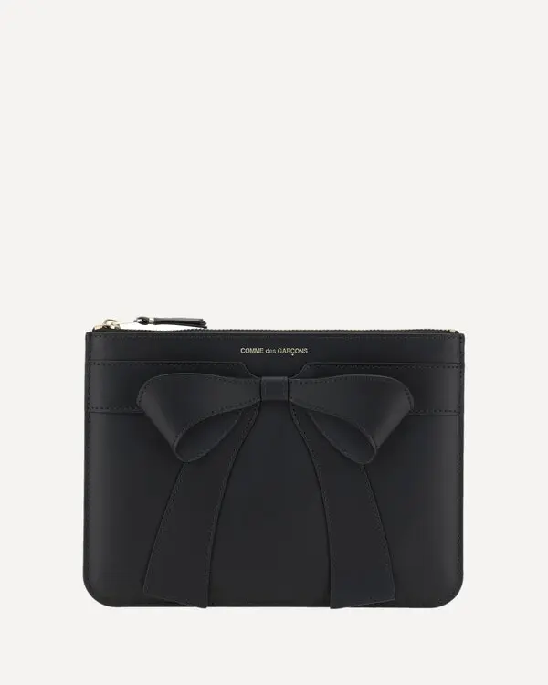 Comme Des Garçons Big Bow Leather Coin Purse - Black