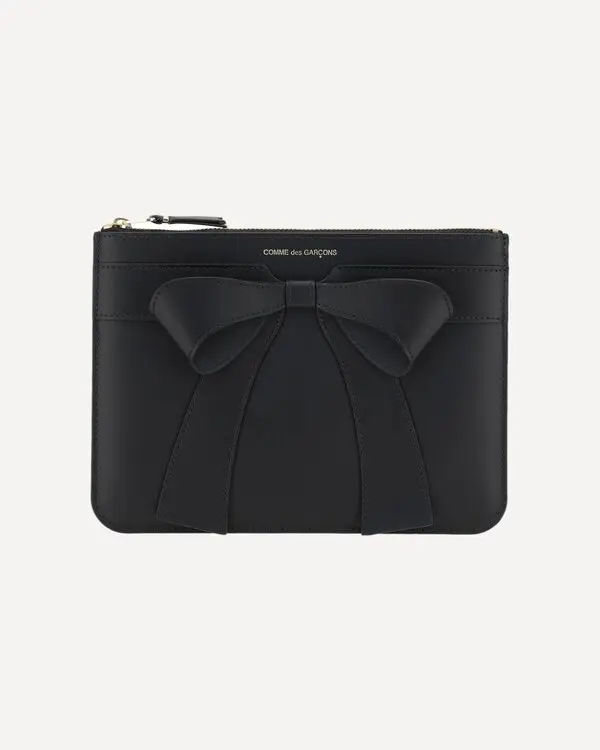 Comme Des Garçons Big Bow Leather Coin Purse - Black