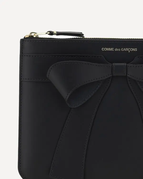 Comme Des Garçons Big Bow Leather Coin Purse - Black