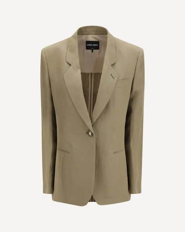 Giorgio Armani Single-breasted Linen Jacket - Brown