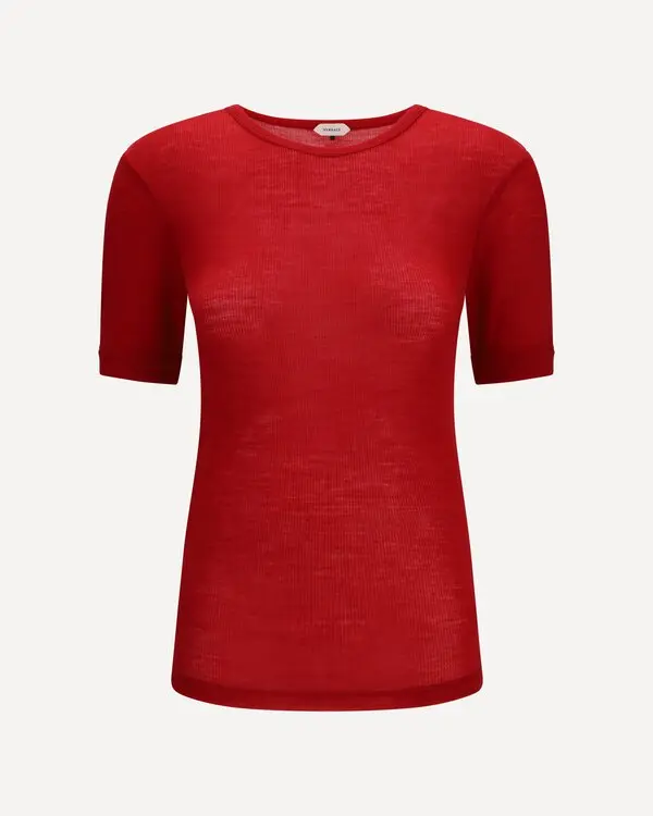 Versace Ribbed Knit T-shirt With Medusa Embroidery