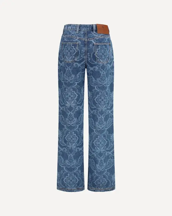 Etro Ornamental Jacquard Denim Jeans