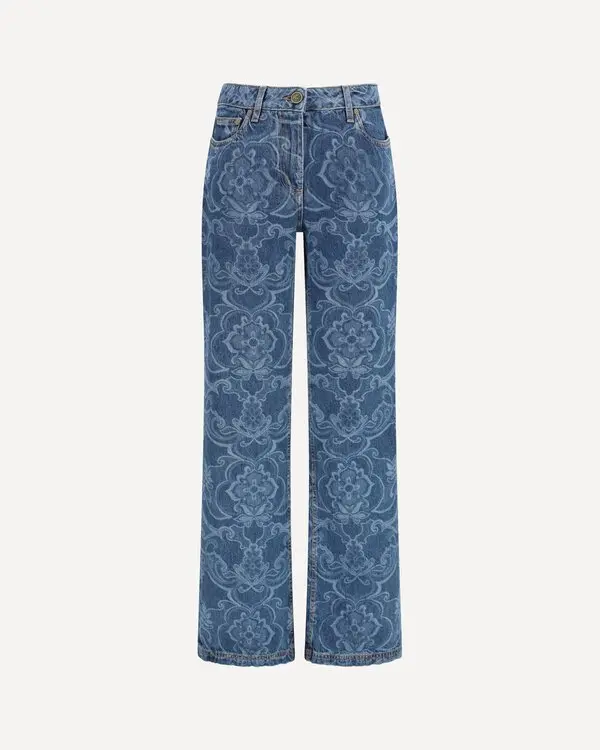 Etro Ornamental Jacquard Denim Jeans