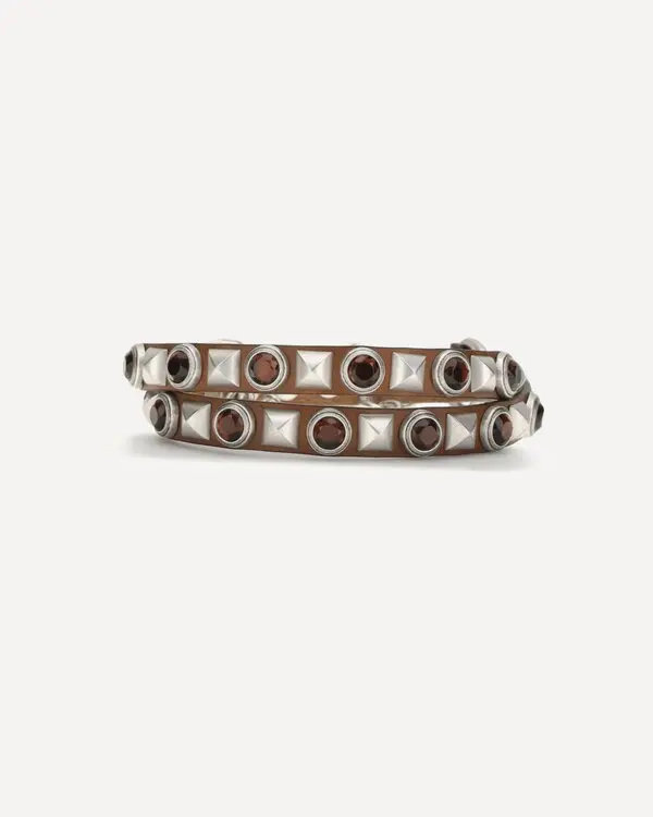 Etro Leather Belt With Jeweled Studs