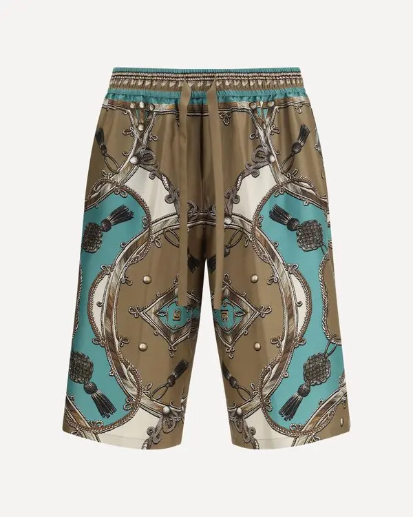 Dolce & Gabbana Washed Silk Twill Cargo Print Bermuda Shorts - Multicolour