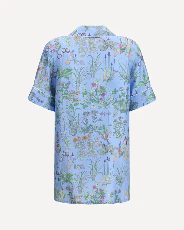 Gucci Printed Silk Twill Shirt - Light Blue