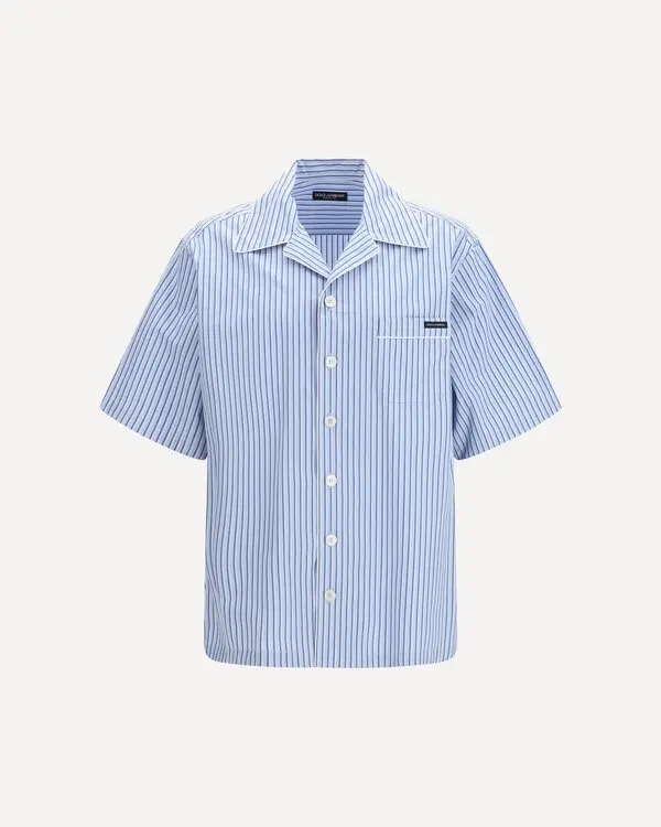 Dolce & Gabbana Striped Poplin Hawaii Shirt - Blue