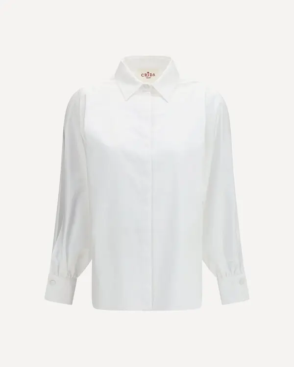 CRIDA MILANO Mughetto Cotton Poplin Shirt - White
