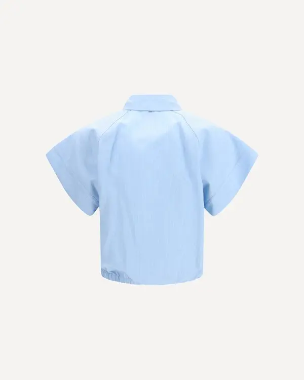 Jacob Cohen Striped Viscose And Linen Canvas Short-sleeve Shirt - Light Blue