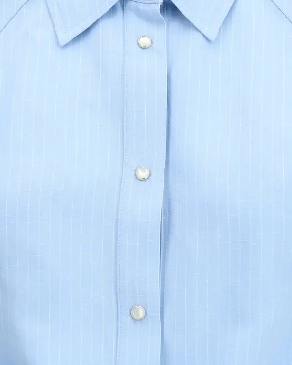 Jacob Cohen Striped Viscose And Linen Canvas Short-sleeve Shirt - Light Blue