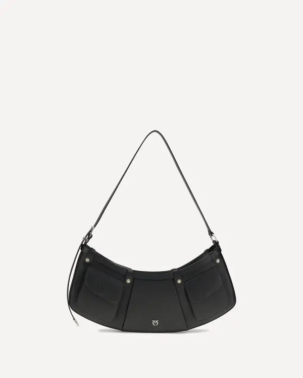 Pinko Large Pocket Body Shoulder Bag In Full-grain Leather