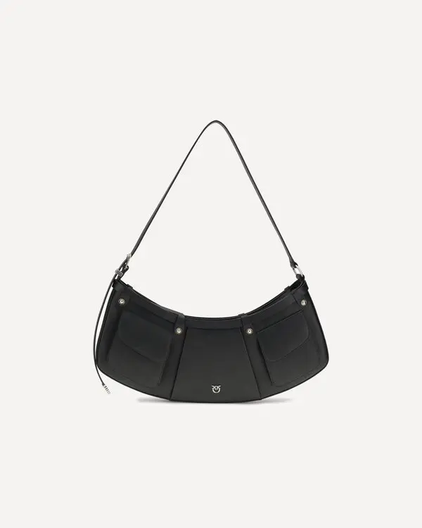 Pinko Large Pocket Body Shoulder Bag In Full-grain Leather