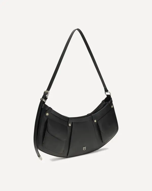 Pinko Large Pocket Body Shoulder Bag In Full-grain Leather