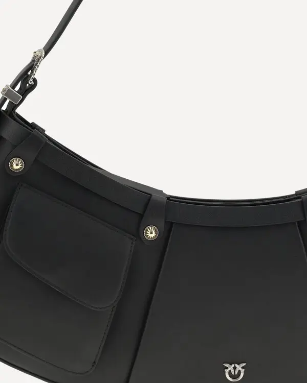 Pinko Large Pocket Body Shoulder Bag In Full-grain Leather
