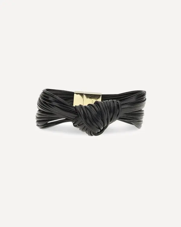 Bottega Veneta Knot Leather Bracelet With Gold Finish Clasp