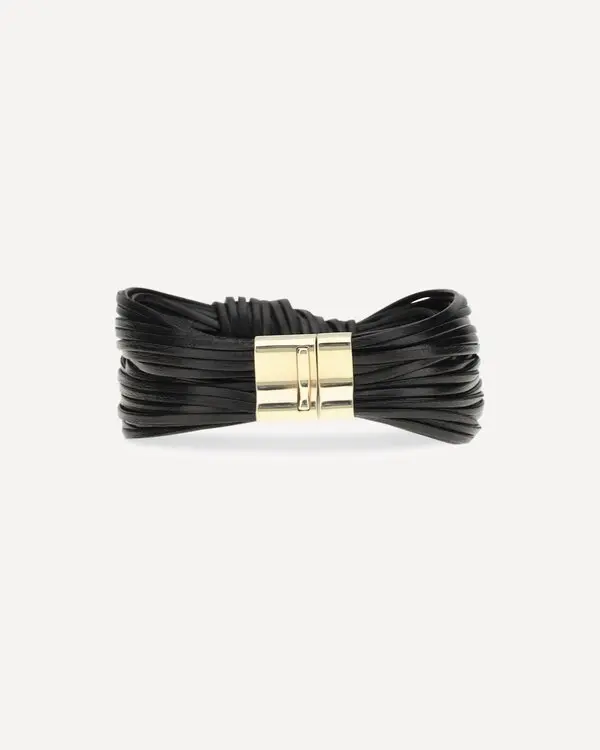 Bottega Veneta Knot Leather Bracelet With Gold Finish Clasp