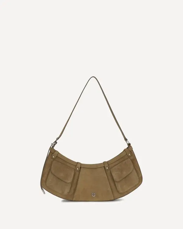 Pinko Suede Large Pocket Body Shoulder Bag