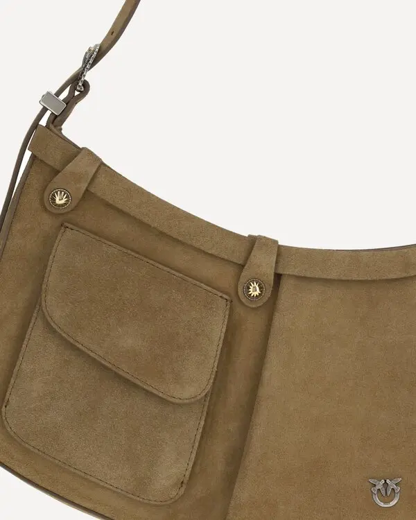 Pinko Suede Large Pocket Body Shoulder Bag