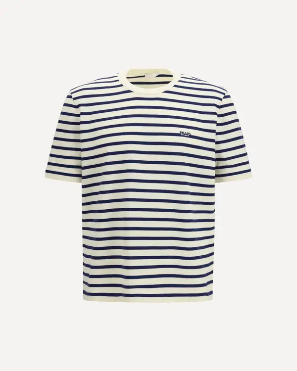 Prada Striped Short-sleeve Cotton Sweater