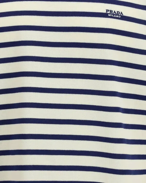 Prada Striped Short-sleeve Cotton Sweater