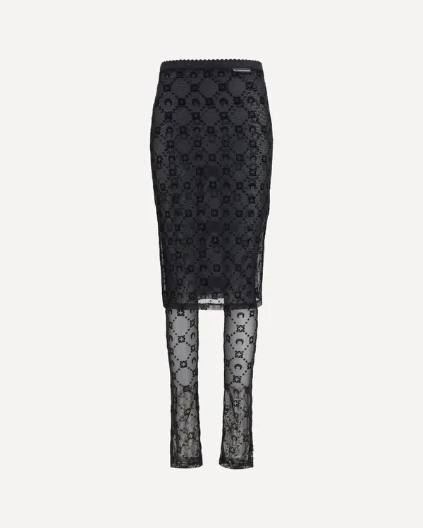 MARINE SERRE Moonogram Mesh Flock Pant-skirt