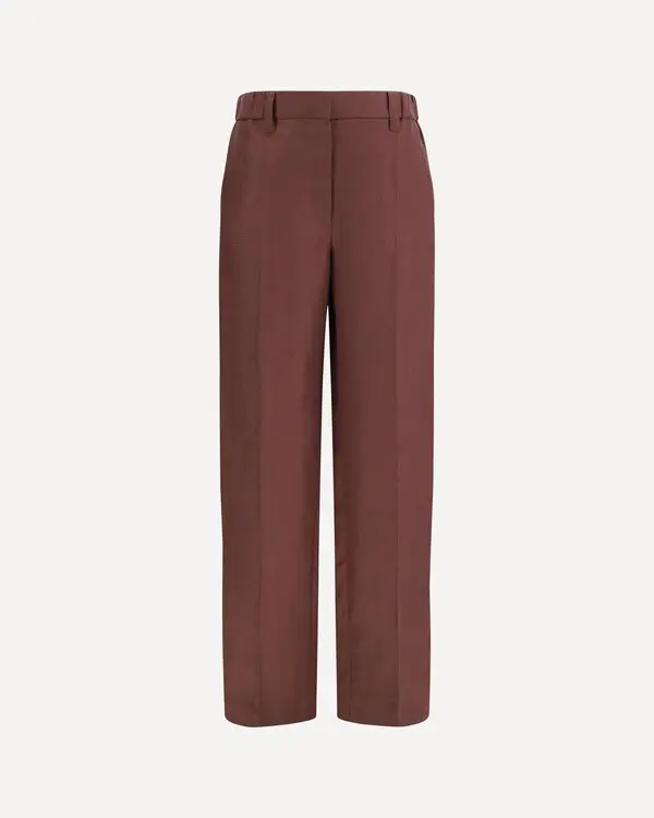 Brunello Cucinelli Linen Wide-leg Pants With Elasticated Waistband - Brown