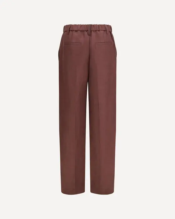Brunello Cucinelli Linen Wide-leg Pants With Elasticated Waistband - Brown