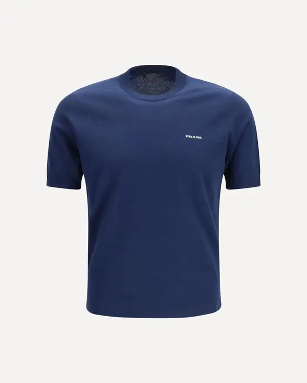 Prada Cotton C-neck Knit - Blue
