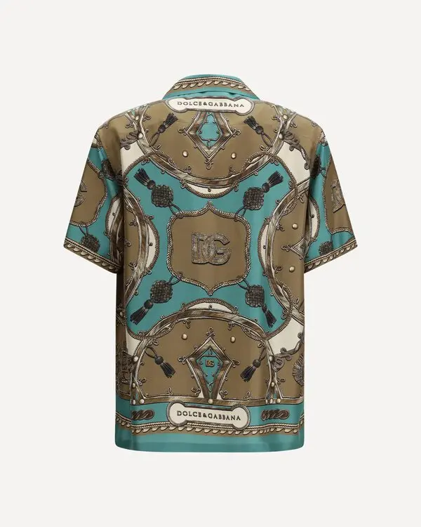 Dolce & Gabbana Hawaii Shirt In Washed Silk Twill With Cargo Print