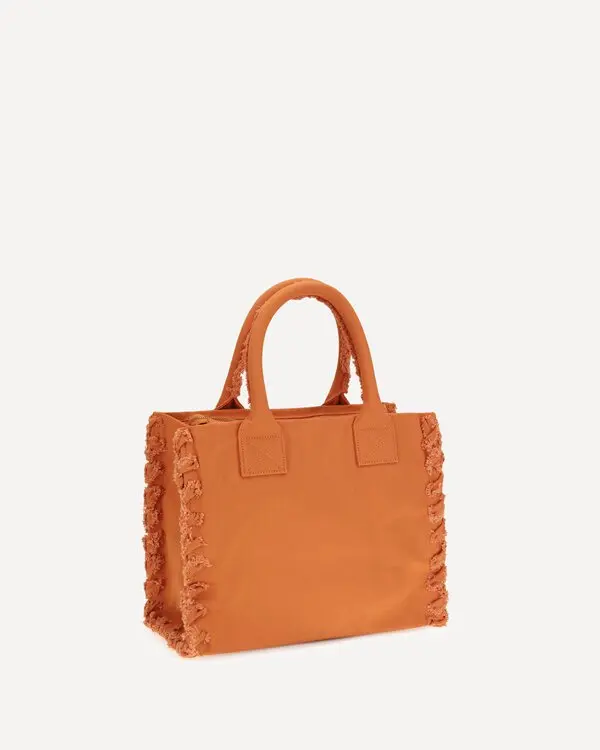 Pinko Canvas Tote Bag With Embroidered Logo And Twisted Edges - Orange
