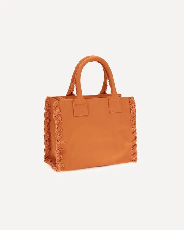 Pinko Canvas Tote Bag With Embroidered Logo And Twisted Edges - Orange