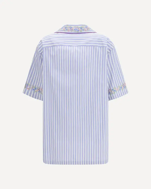 Dolce & Gabbana Striped Embroidered Short Sleeve Shirt
