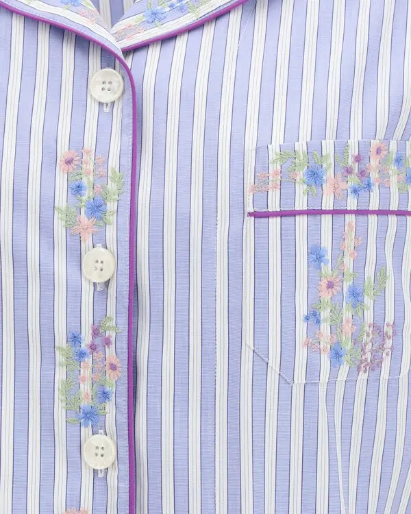 Dolce & Gabbana Striped Embroidered Short Sleeve Shirt