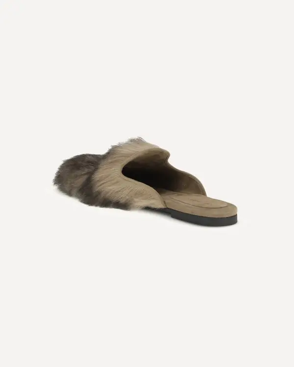 Dolce & Gabbana Sheepskin Mules - Grey