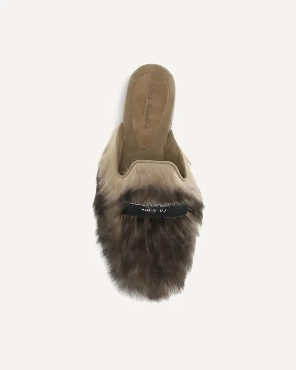 Dolce & Gabbana Sheepskin Mules - Grey