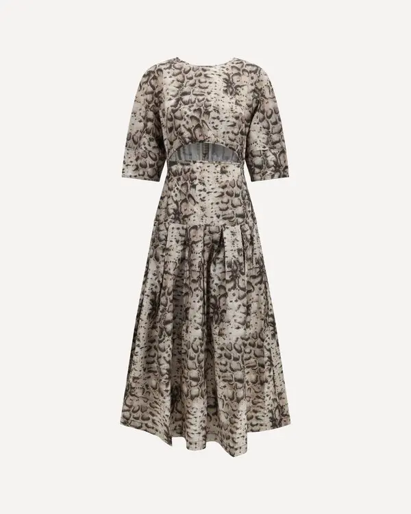 Pinko Animal Print Cut-out Dress With Pleated Skirt