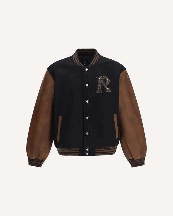 REPRESENT Vintage Varsity Jacket With Leather Sleeves