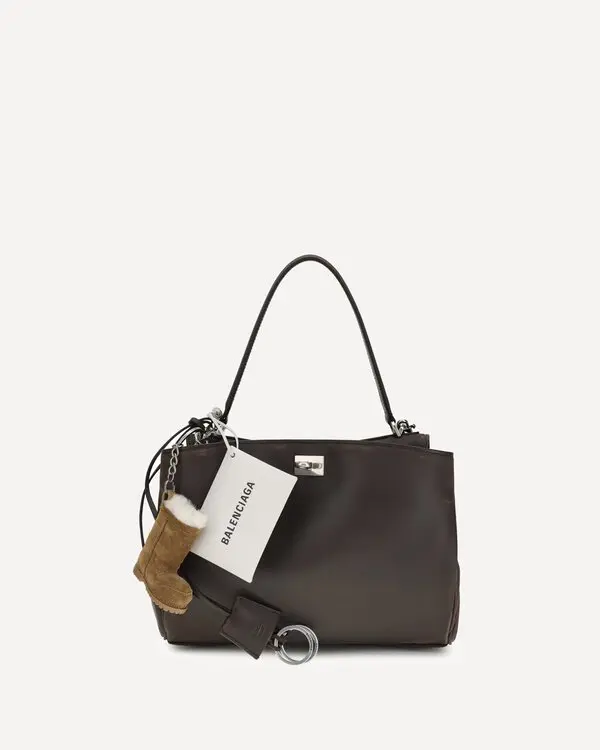 Balenciaga Small Rodeo Shoulder Bag With Top Handle And Turn Lock Closure - Brown