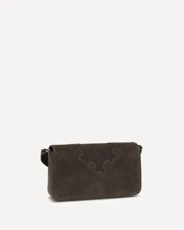 Pinko Love One Slouchy Media Shoulder Bag In Suede